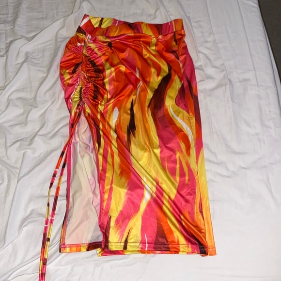 SHEIN | Skirts | Multi Colored High Waist Side Slit With Draw String ...